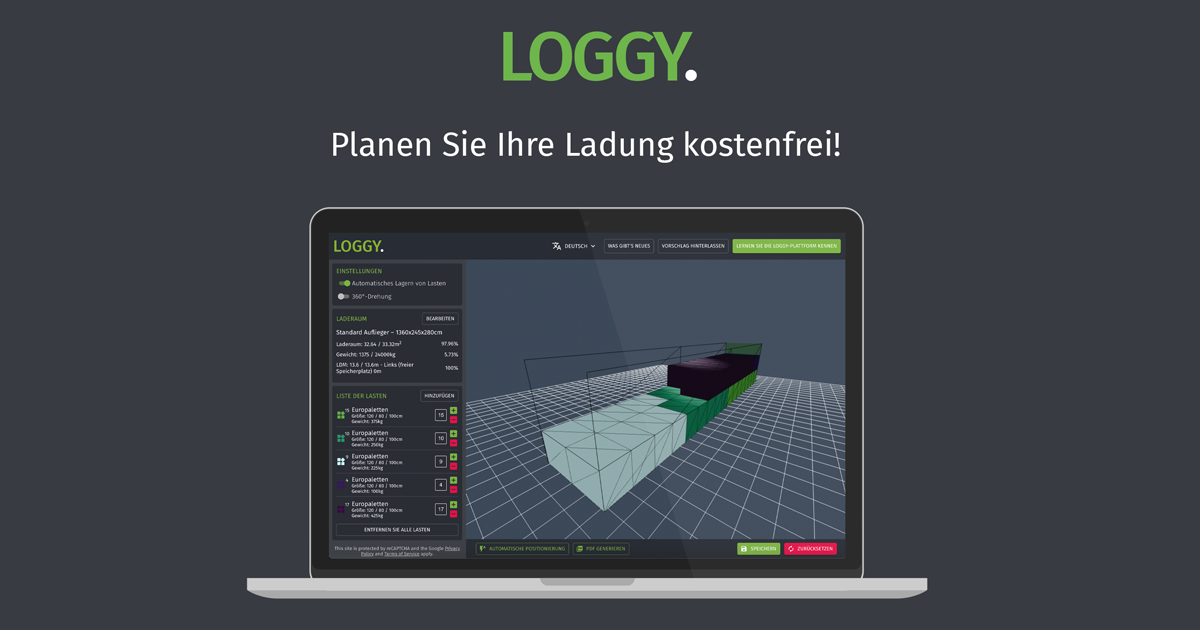 Loggy - Kostenlose 3D-Planung der Beladung